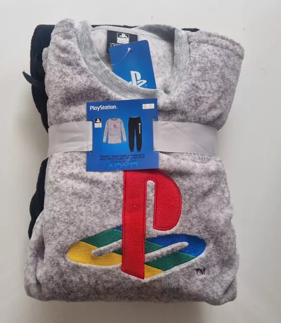 MENS GREY MARL PLAYSTATION LOGO FLEECE PYJAMA SET – Umbrella Store